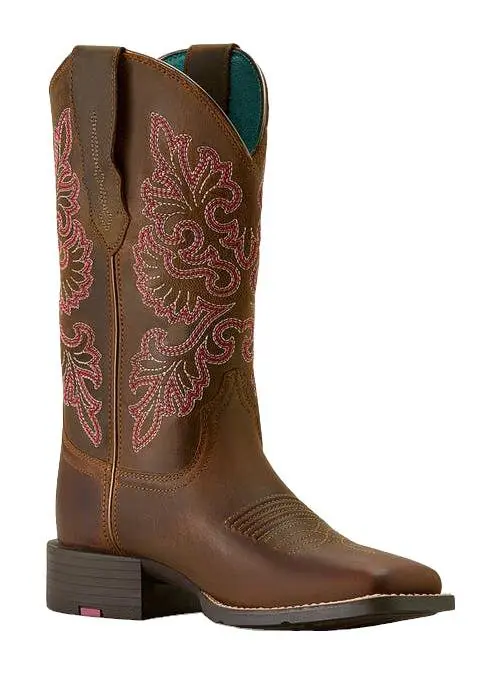 Ariat Round Up Stretchfit™ Wide Square Toe Western Boot - Sassy Brown