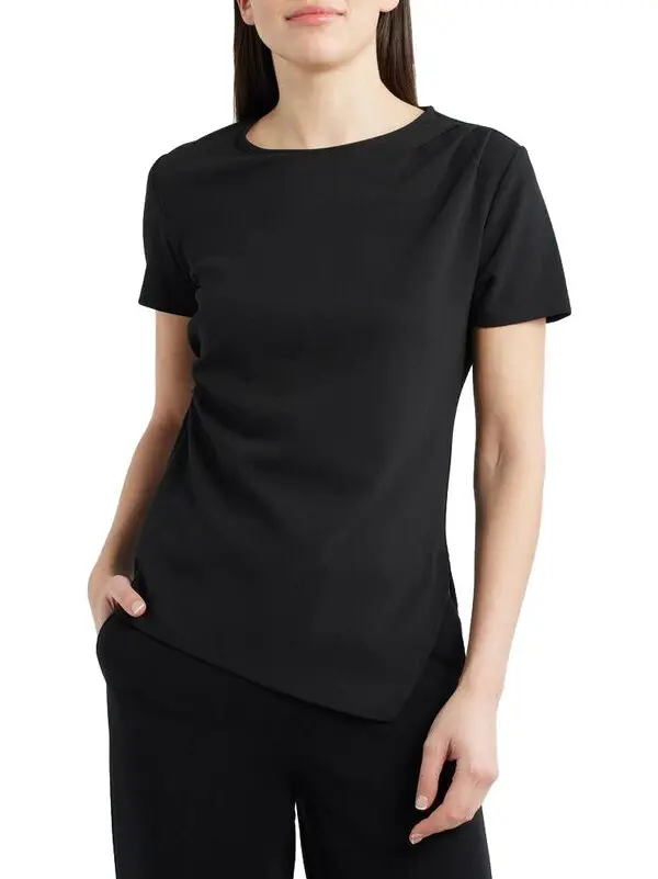 Anne Klein Asymmetric Pleat Knit Top - Anne Black