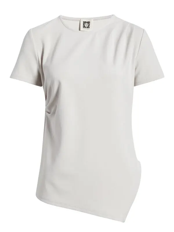 Anne Klein Asymmetric Pleat Knit Top - Soft Pebble