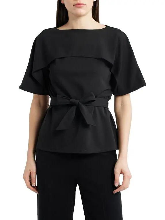 Anne Klein Layered Bateau Neck Knit Top - Anne Black