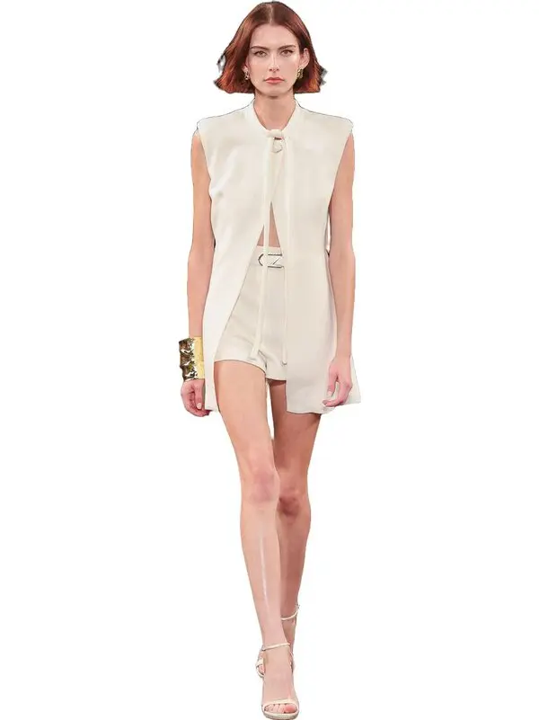 CARLA ZAMPATTI Tie-neck Crepe Vest - Ivory