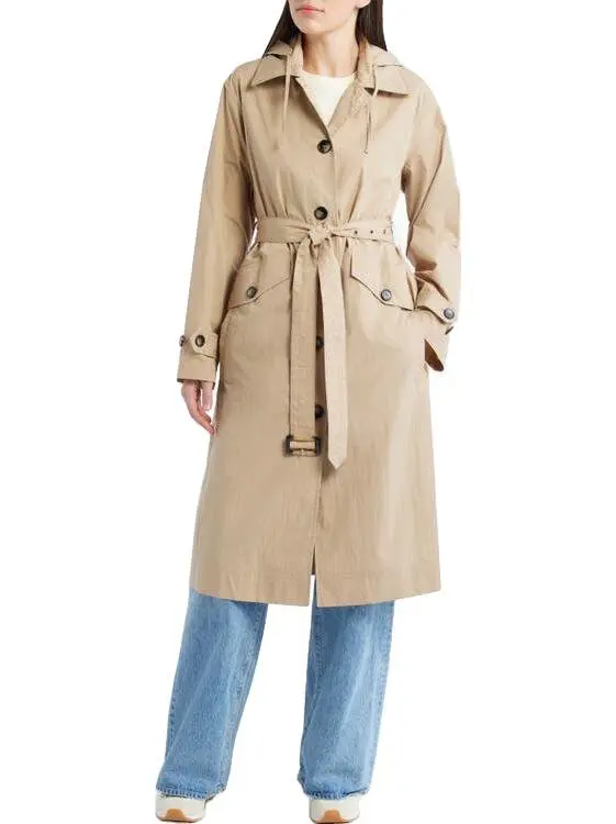 Bernardo Paperweight Long Raincoat - Khaki