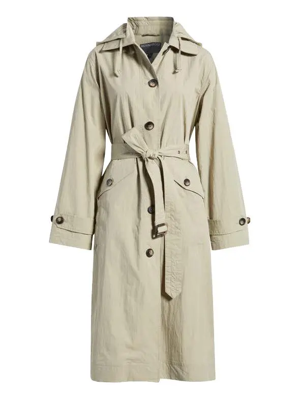 Bernardo Paperweight Long Raincoat - Olive Stone