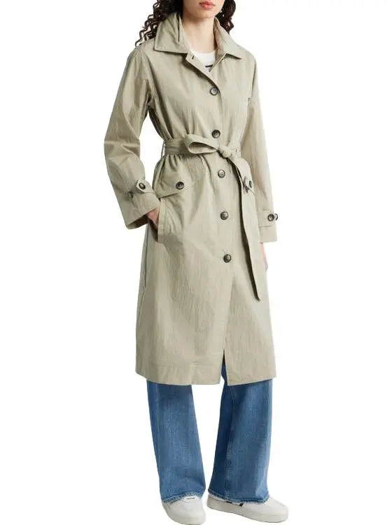 Bernardo Paperweight Long Raincoat - Olive Stone