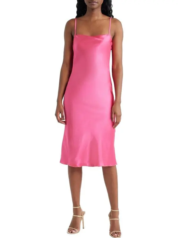JUMP APPAREL Bow Back Satin Slipdress - Hot Pink