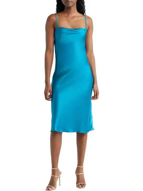 JUMP APPAREL Bow Back Satin Slipdress - Peacock