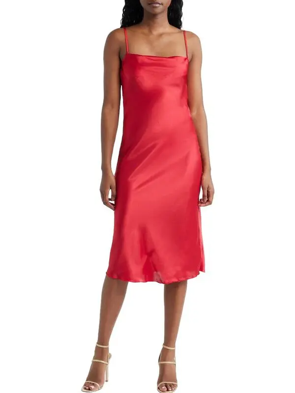 JUMP APPAREL Bow Back Satin Slipdress - Red