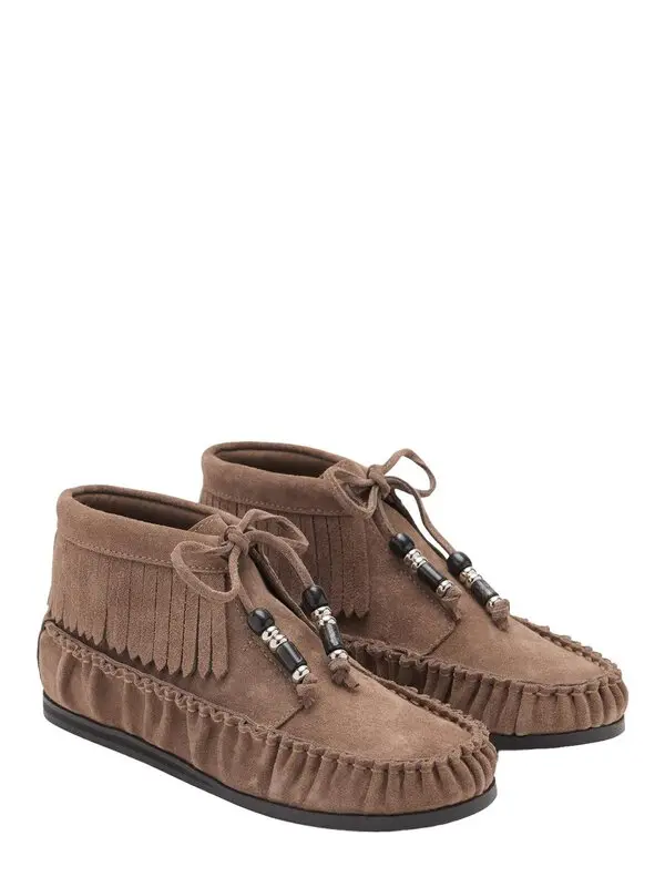 Mango Fringe Bootie - Medium Brown