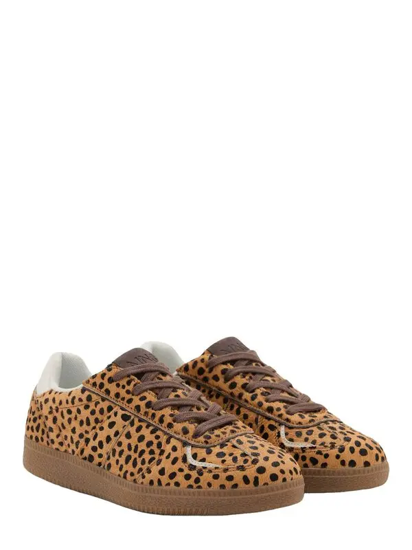 Mango Leopard Spot Calf Hair Sneakers - Medium Brown