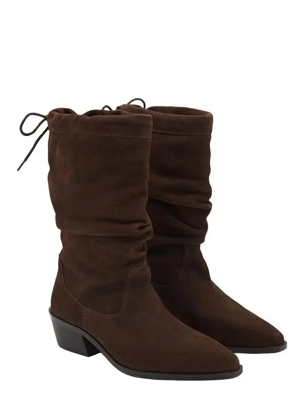 Mango Ruched Tall Boots - Brown