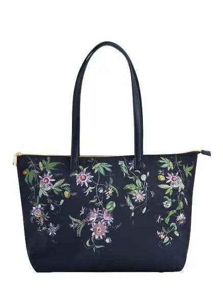 FABLE ENGLAND Passion Flower Grab Tote - Navy