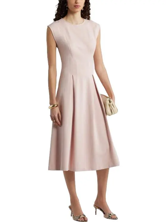 Nordstrom Pleated Cap-sleeve Ponte Fit-and-flare Dress - Pink Smoke