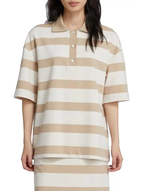 MM BY MAX MARA Labetaia Striped Polo Top - Ivory