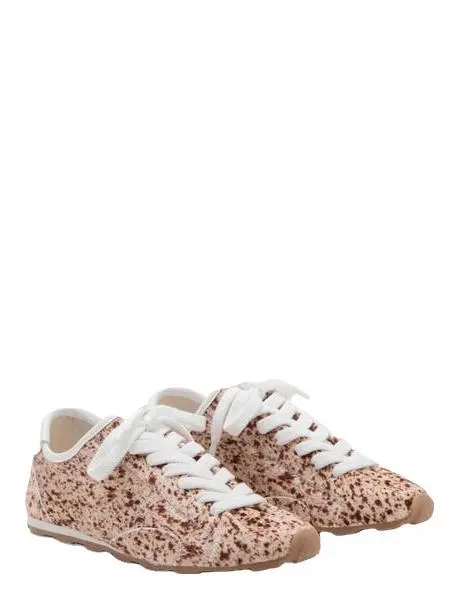Mango Genuine Calf Hair Lace-up Sneakers - Beige Calf Hair