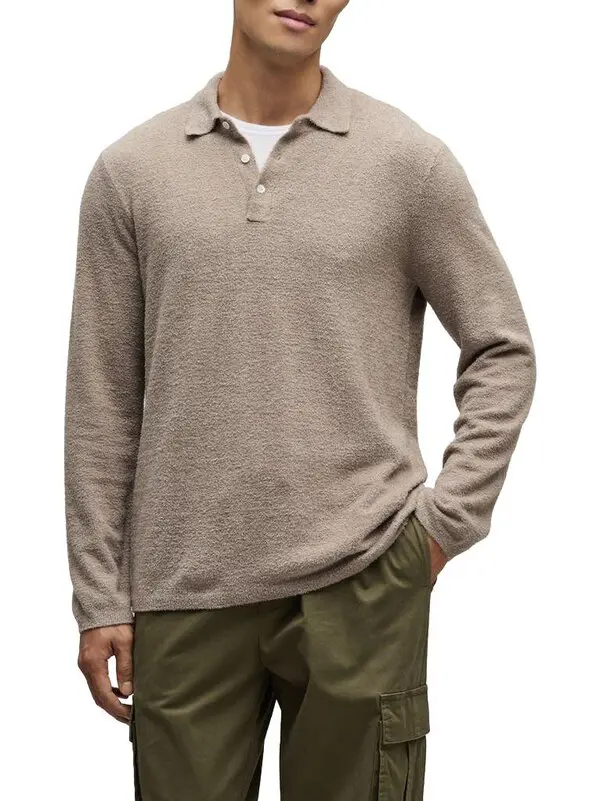 Barefoot Dreams Cozychic® Lite Long Sleeve Polo Shirt - Nickel