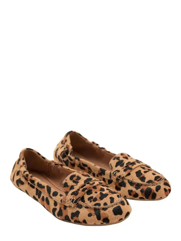 Mango Genuine Calf Hair Penny Loafer - Medium Brown