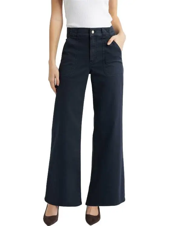 FRAME Modern Pocket High-waist Wide-leg Pants - Navy