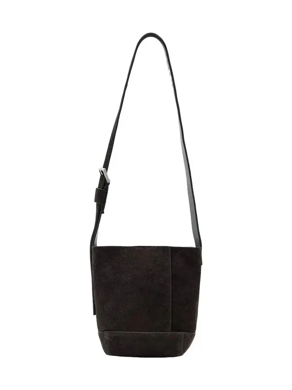 ALLSAINTS Mini Alba Suede Crossbody Hobo Bag - Bitter Brown