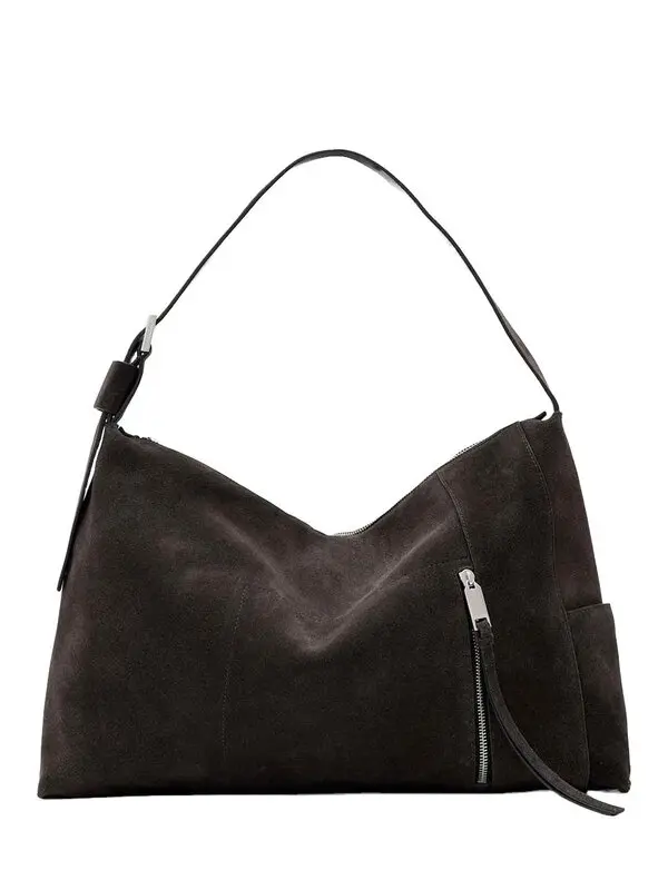 ALLSAINTS Alba Suede Shoulder Bag - Bitter Brown