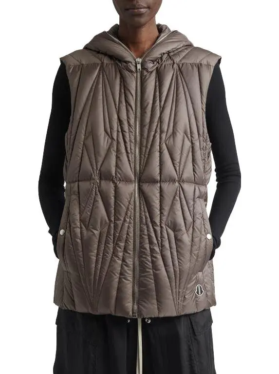 Moncler Geocamo Ziplock Hooded Down Vest - Olive Green