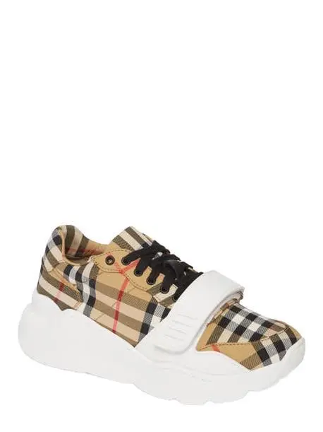 Burberry Regis Check Lace-up Sneaker - Beige Plaid