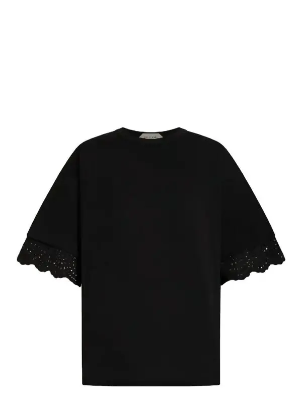 Alberta Ferretti Lace Sleeve T-shirt - Black