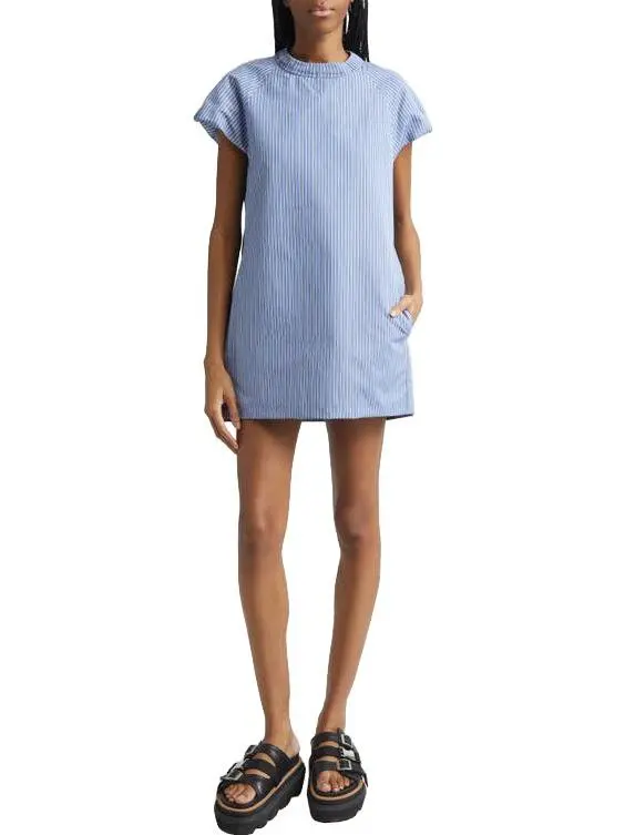 Sacai Poplin Sweatshirt Dress - Blue Stripe