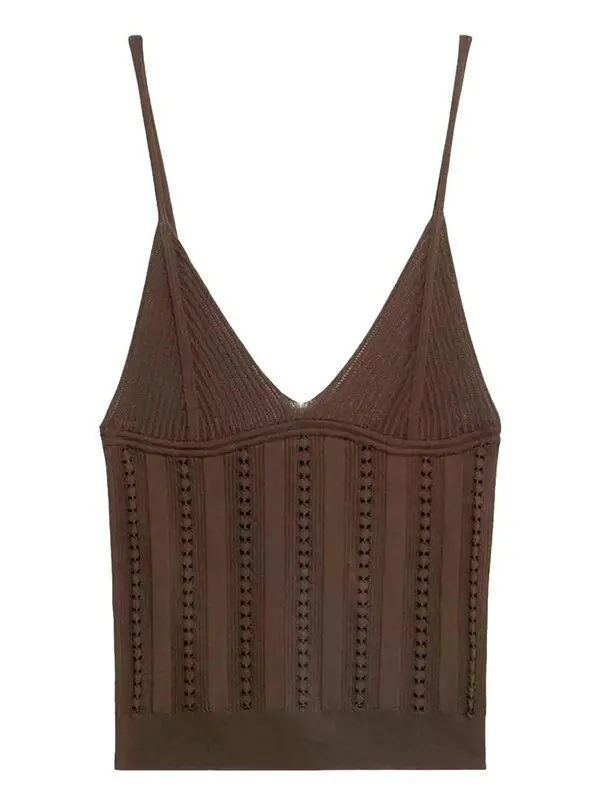 Blumarine Knit V-neck Top - Brown