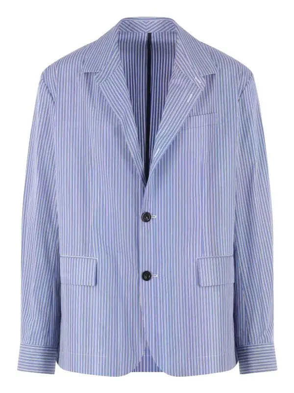 Sacai Single-breasted Striped Poplin Jacket - Blue