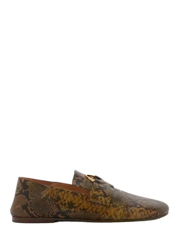 ODISSI Kali Python-print Leather Loafers - Neutrals