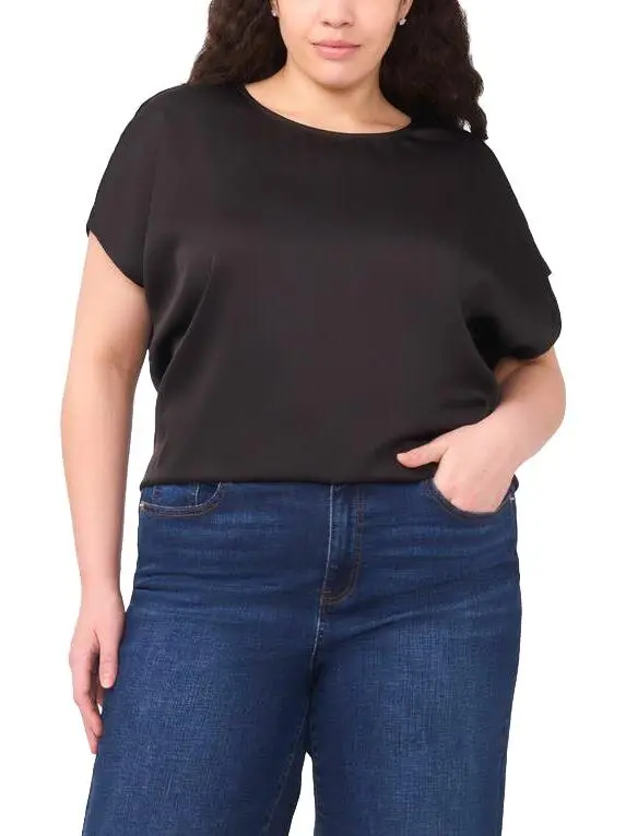 Halogen Dolman Sleeve Satin Top - Rich Black 060