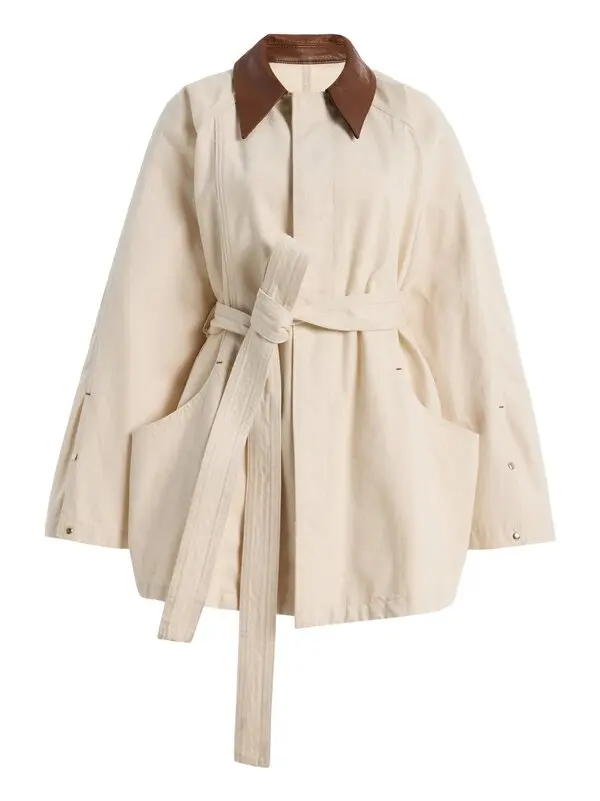 Ossou Sweep Denim Trench - Ivory