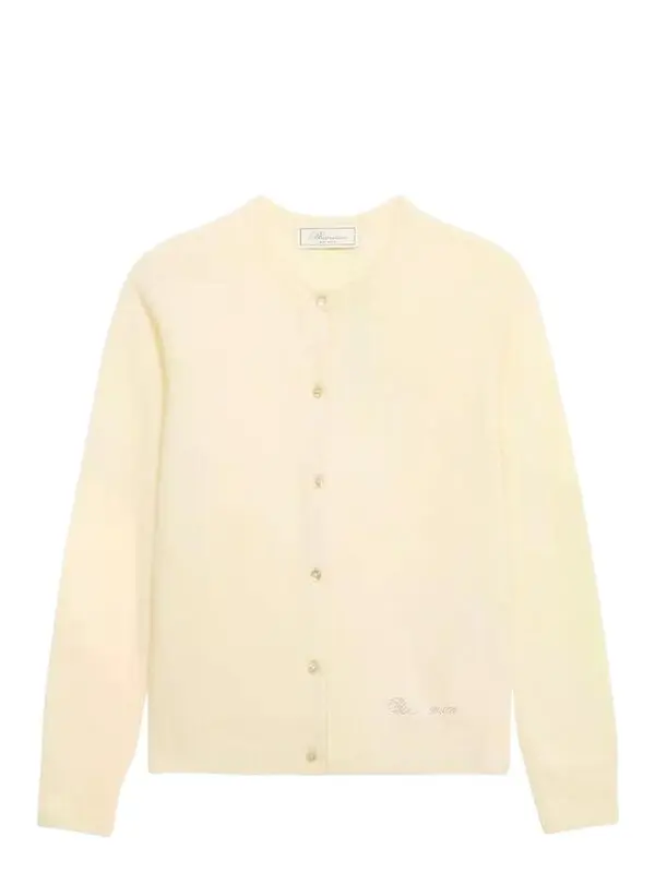 Blumarine Strass Embroidered Cashmere Cardigan - Neutrals