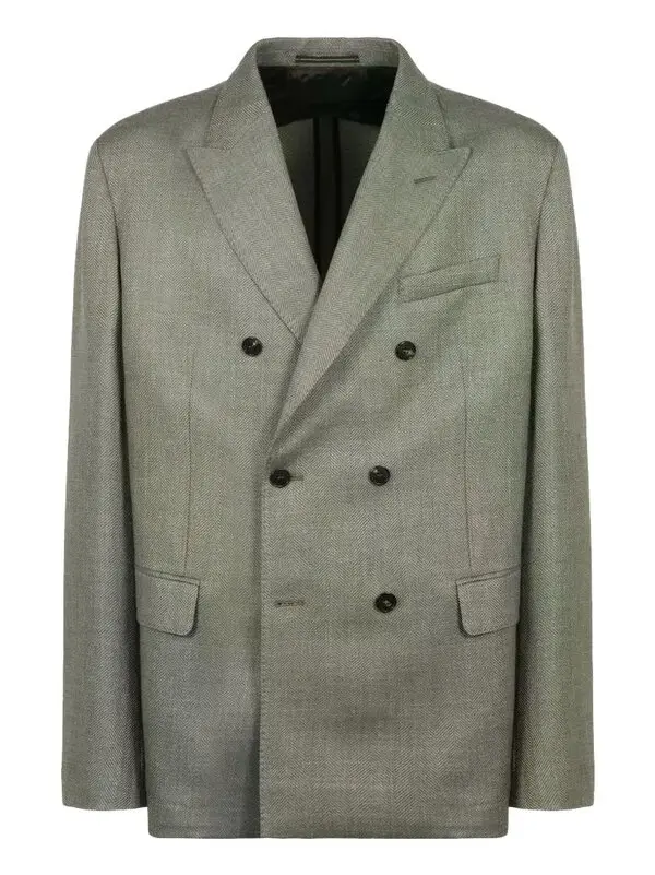 SLOWEAR Double-breasted Notched Collar Jacket - Grey