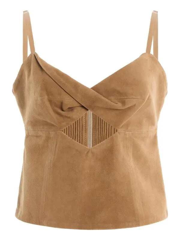 CURATORIA Monte Suede Bustier Top - Brown