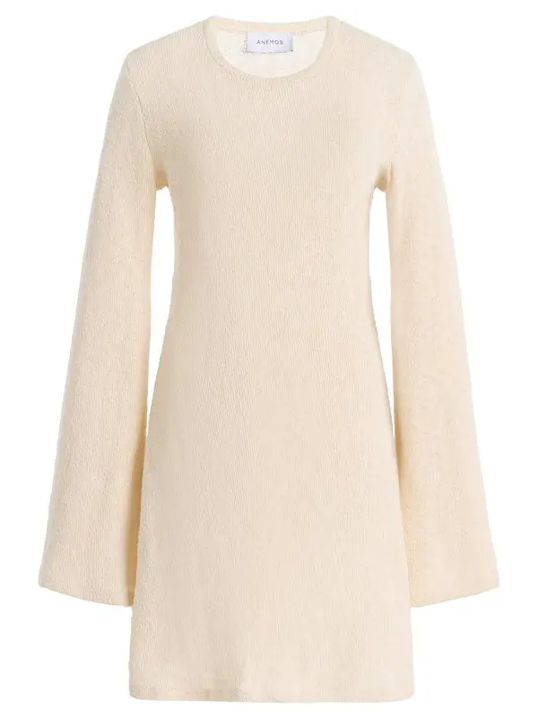 ANEMOS Bell Sleeve Crocheted Cotton Mini Dress - White