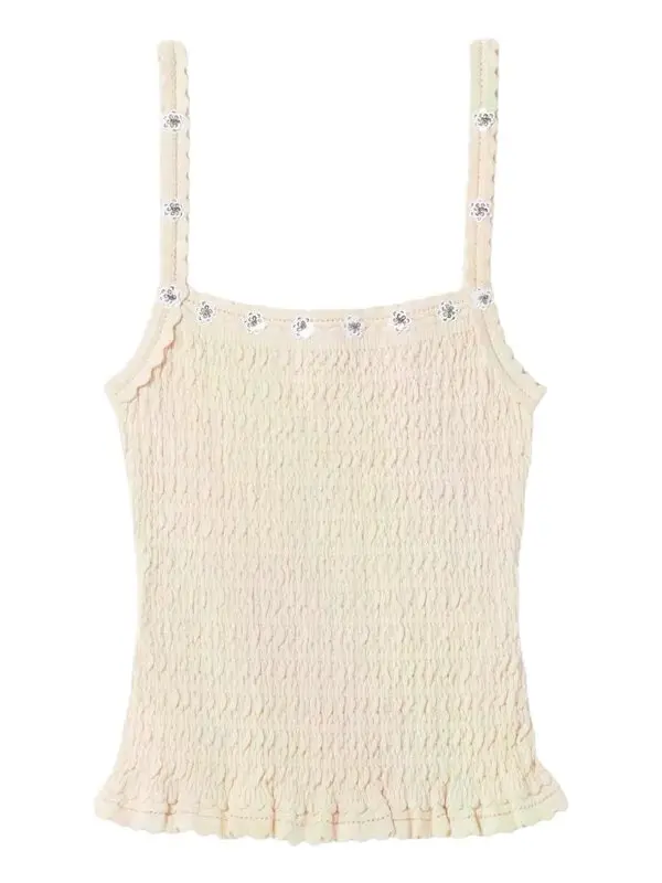 Claudie Pierlot Floral-appliqué Textured Tank Top - Neutrals