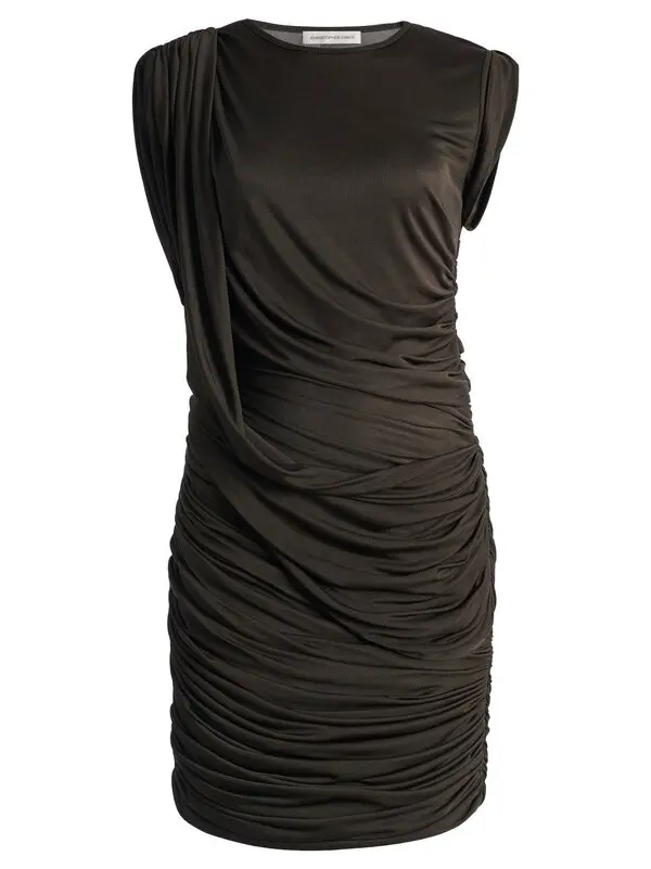 Christopher Esber Verve Twisted Georgette Mini Dress - Grey