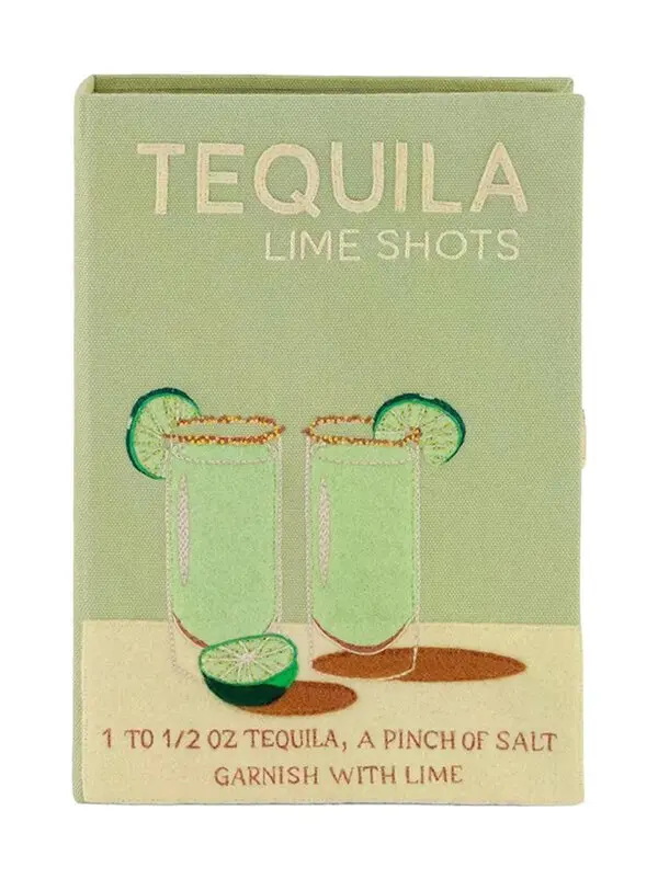 OLYMPIA LE-TAN Tequila Shots Embroidered Book Clutch - Green