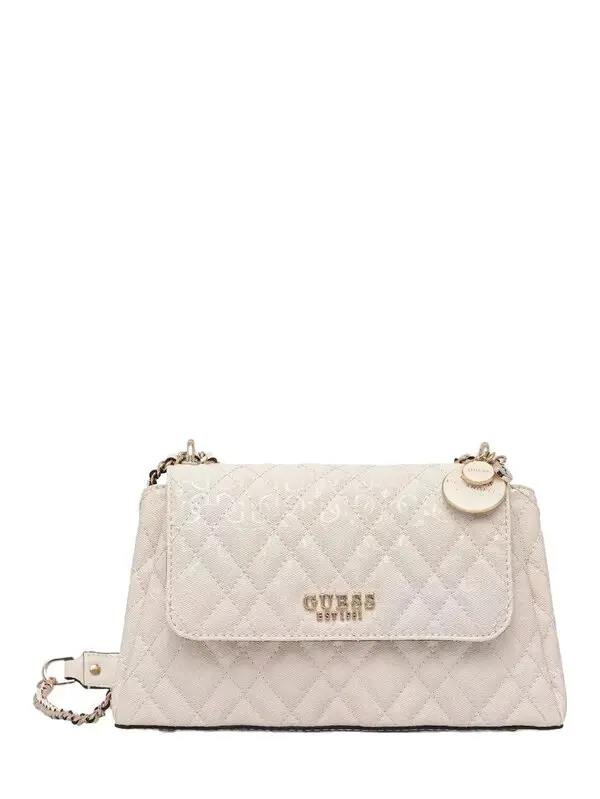 Guess Quilted Satchel With Chain Strap - Neutrals
