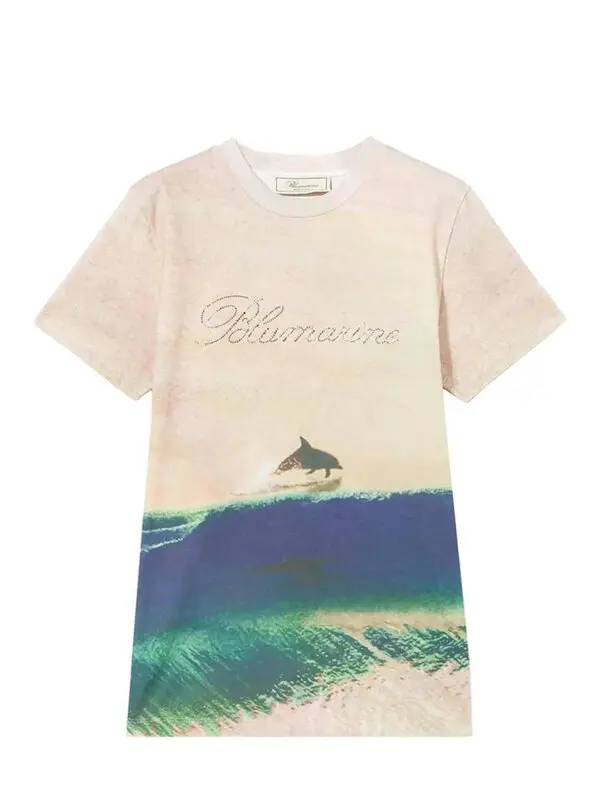 Blumarine Print Embroidered T-shirt - Neutrals