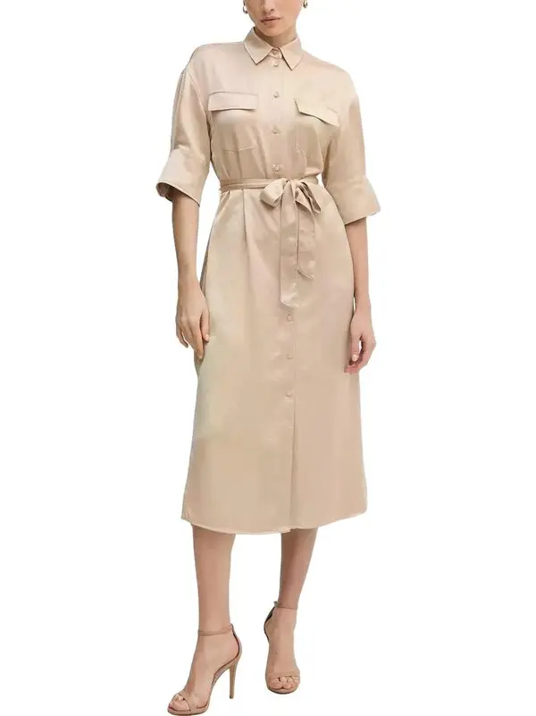 MARC AUREL Belted Midi Shirt Dress - Neutrals