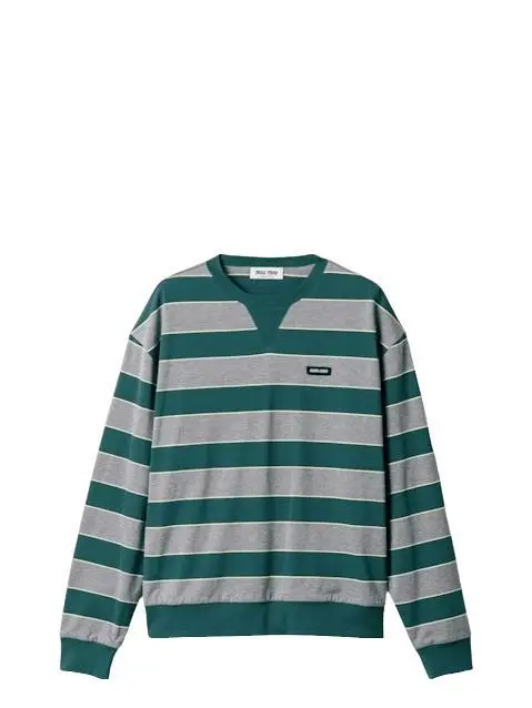 Miu Miu Striped Jersey Sweatshirt - Bottle Green/gray