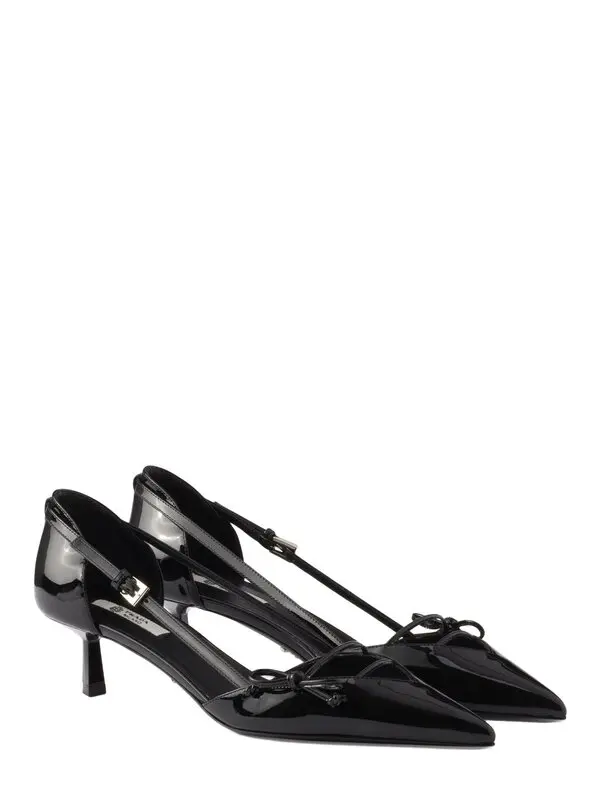 Prada Patent Leather Pumps With Metal Buckle - Black