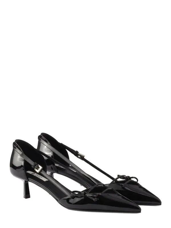 Prada Patent Leather Pumps With Metal Buckle - Black