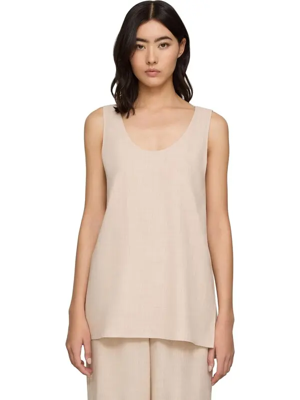 Lafayette 148 New York Lightweight Wool-silk Tank - Taupe Melange