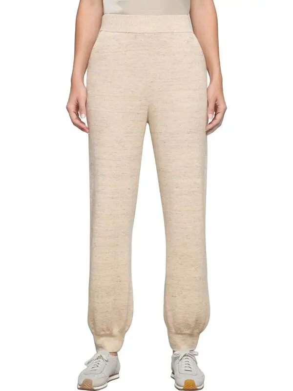 Lafayette 148 New York Linen Cotton Knit Jogger Pants - Ecru Melange