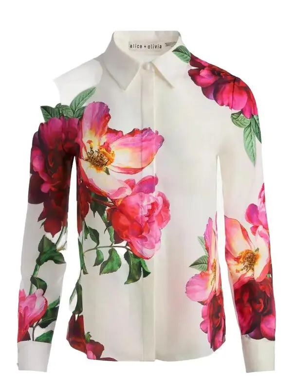 Alice + Olivia Willa Floral Shirt - Neutrals