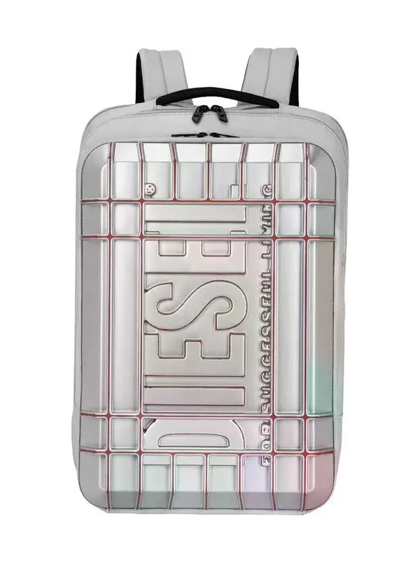 DIESEL® Embossed-logo Zipped Backpack - Silver