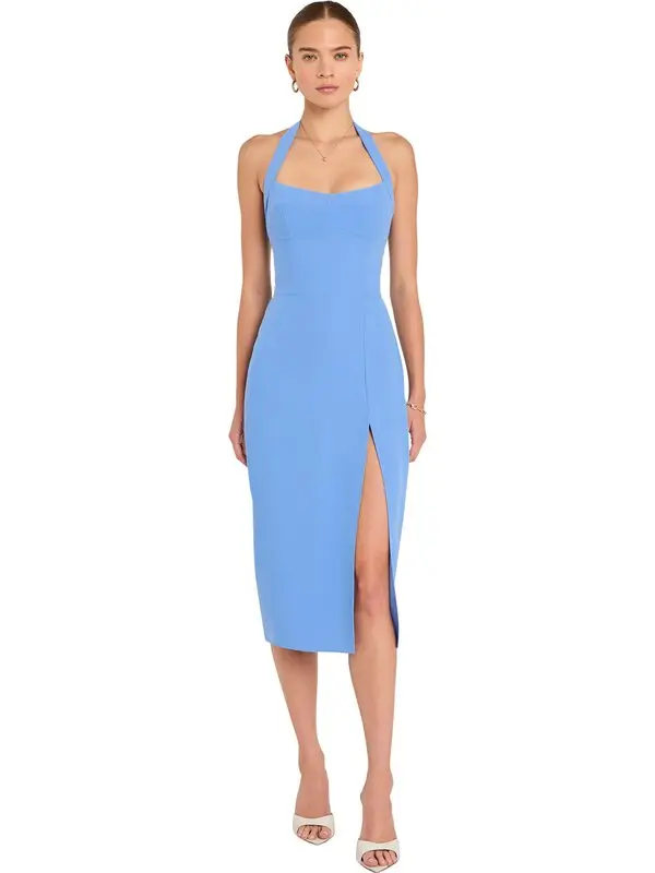 Amanda Uprichard Antonella Midi Halter Dress - Atlantic